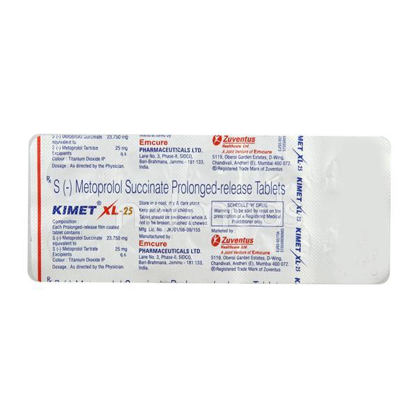 Kimet XL 25mg Tablet 10'S : Price, Uses, Side Effects | Netmeds