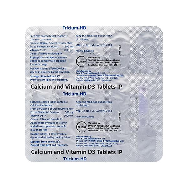 Buy TRICIUM HD Tablet 15's Online at Upto 25% OFF | Netmeds