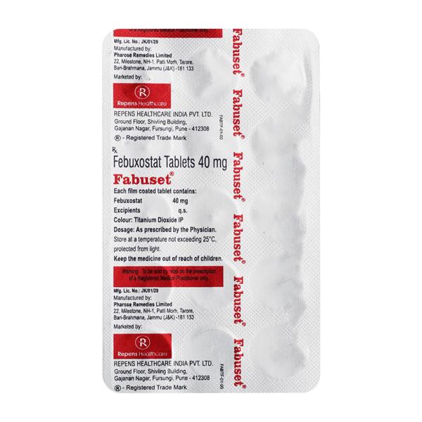 Febuset 40mg Tablet 10'S - Buy Medicines online at Best Price from ...