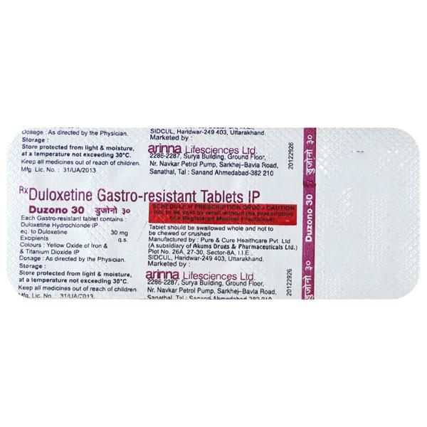 Duzono 30mg Tablet 10'S : Price, Uses, Side Effects | Netmeds
