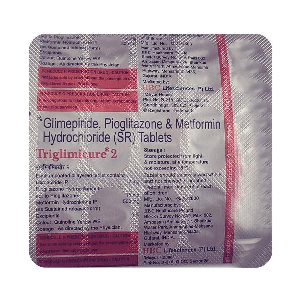TRIGLIMICURE 2 Tablet 15's Price, Uses, Side effects, Substitutes | Netmeds