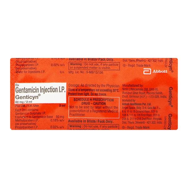 Genticyn 80mg Injection 2ml : Price, Uses, Side Effects | Netmeds