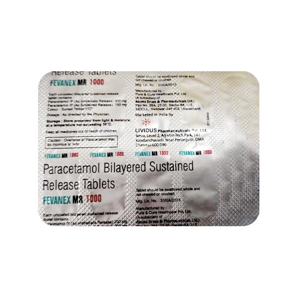 Buy FEVANEX MR 1000 Tablet 10's Online at Upto 25% OFF | Netmeds