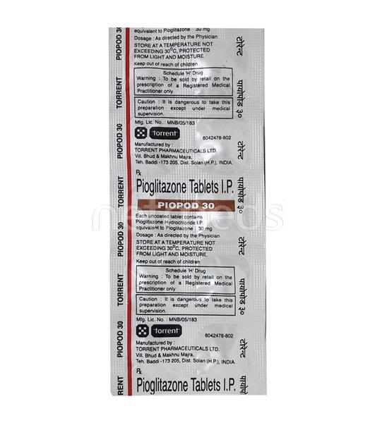 Piopod 30mg Tablet 10'S : Price, Uses, Side Effects | Netmeds