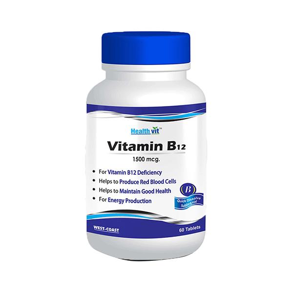 Buy Healthvit Vitamin B12 1500 mcg Tablet 60's Online at Discounted ...