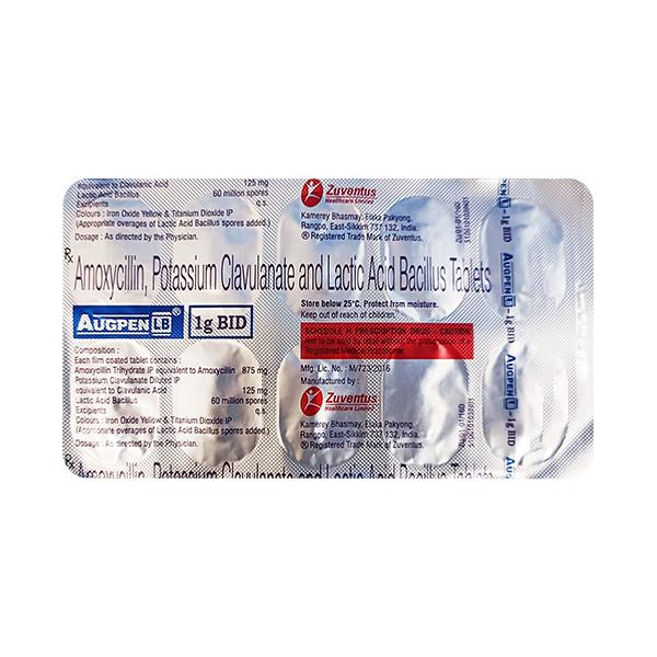 AUGPEN LB 1G BID Tablet 10's : Uses, Side Effects, Price | Netmeds
