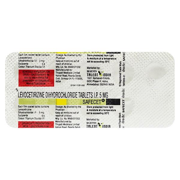 Buy Safecet 5mg Tablet 10'S Online at Upto 25% OFF | Netmeds