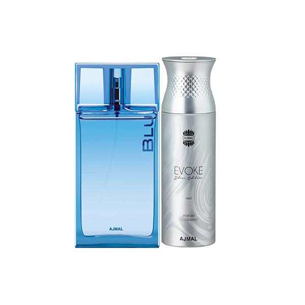 Buy Ajmal Blu EDP Aquatic Woody Perfume And Evoke Silver Edition Him ...