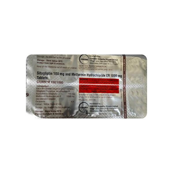 Buy SITABITE M 100/1000 Tablet 10's Online at Upto 25% OFF | Netmeds