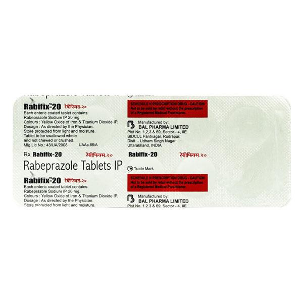 RABIFIX 20 Tablet 10's Price, Uses, Side effects, Substitutes | Netmeds
