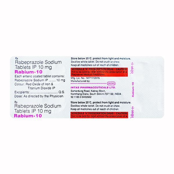 Rabium 10mg Tablet 10'S Price, Uses, Side effects, Substitutes | Netmeds