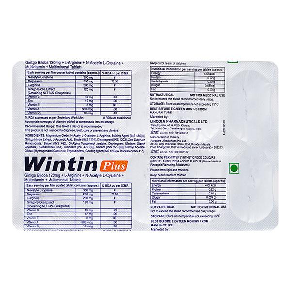 WINTIN PLUS Tablet 10's Price, Uses, Side effects, Substitutes | Netmeds