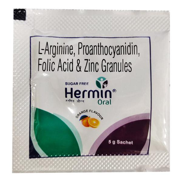 HERMIN ORAL SUGAR FREE ORANGE FLAVOUR Sachet 5gm Price, Uses, Side ...