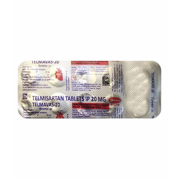 TELMAVAS 20 Tablet 10's : Price, Uses, Side Effects | Netmeds