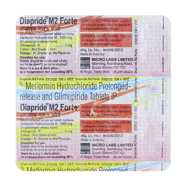 DIAPRIDE M2 FORTE Tablet 15's : Price, Uses, Side Effects | Netmeds