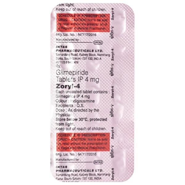Zoryl 4mg Tablet 15'S : Price, Uses, Side Effects | Netmeds