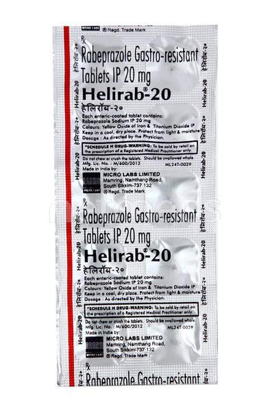 Helirab 20mg Tablet 10'S Price, Uses, Side effects, Substitutes | Netmeds