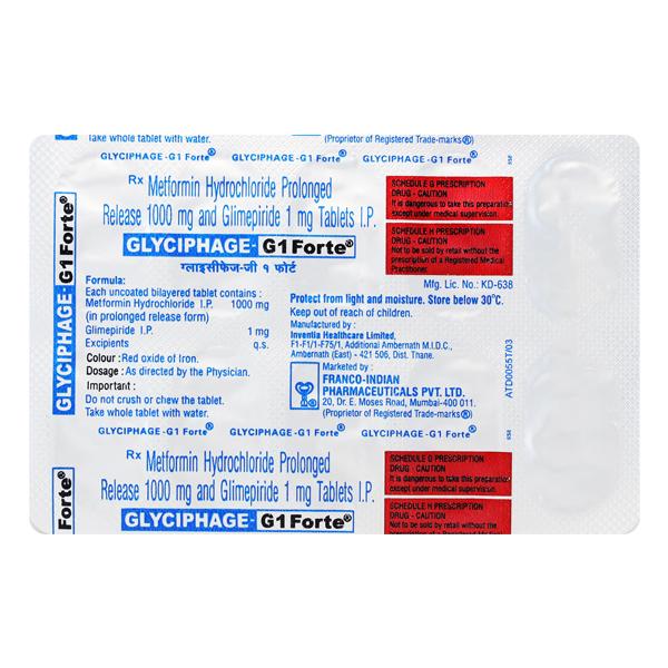 Glyciphage G1 Forte Tablet 10'S : Price, Uses, Side Effects | Netmeds