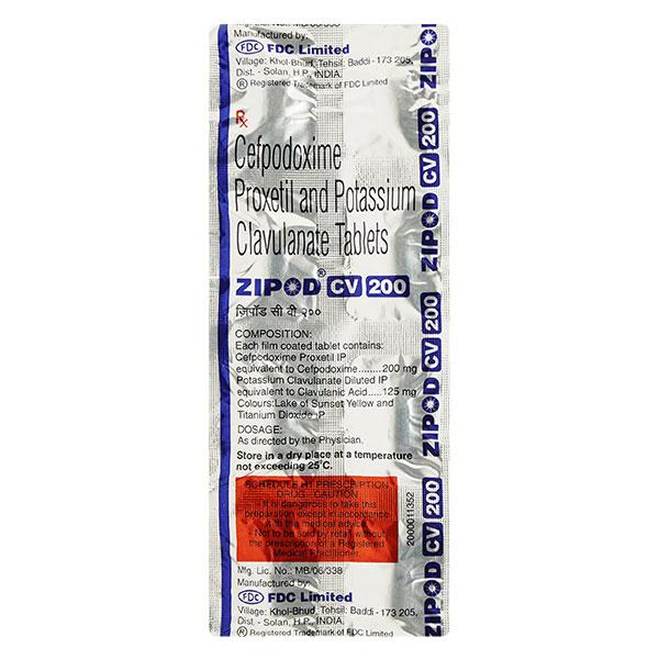 Zipod CV 200mg Tablet 10'S : Price, Uses, Side Effects | Netmeds