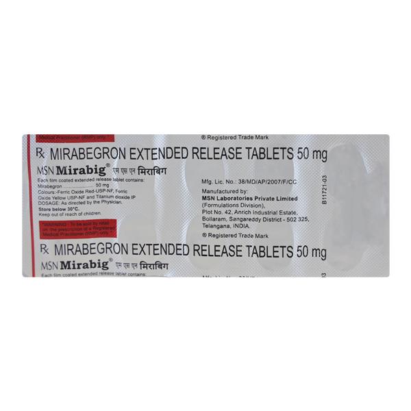MSN Mirabig 50mg Tablet 10'S Price, Uses, Side effects, Substitutes ...
