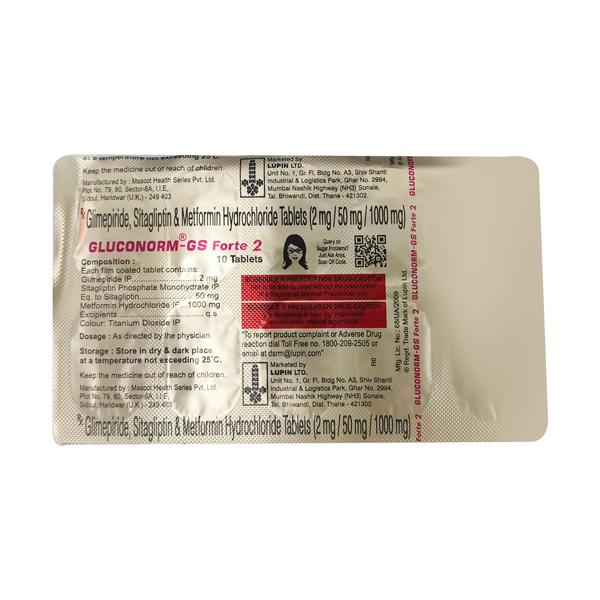 Buy GLUCONORM GS FORTE 2 Tablet 10's Online at Upto 25% OFF | Netmeds