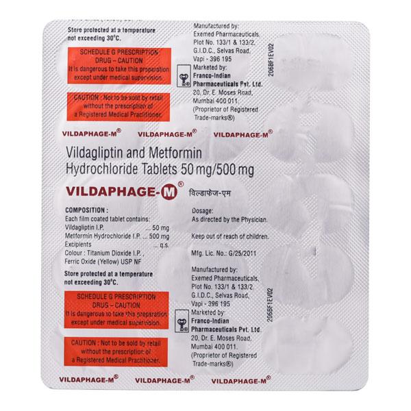 Buy VILDAPHAGE M Tablet 15's Online at Upto 25% OFF | Netmeds