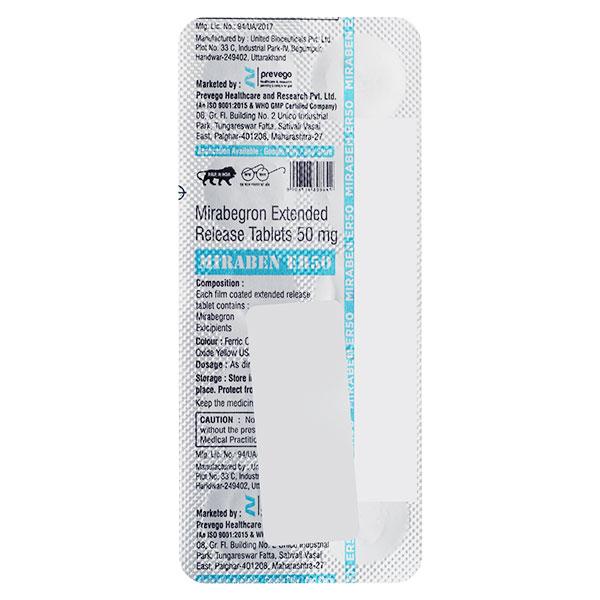 Buy MIRABEN ER 50 Tablet 10's Online at Upto 25% OFF | Netmeds