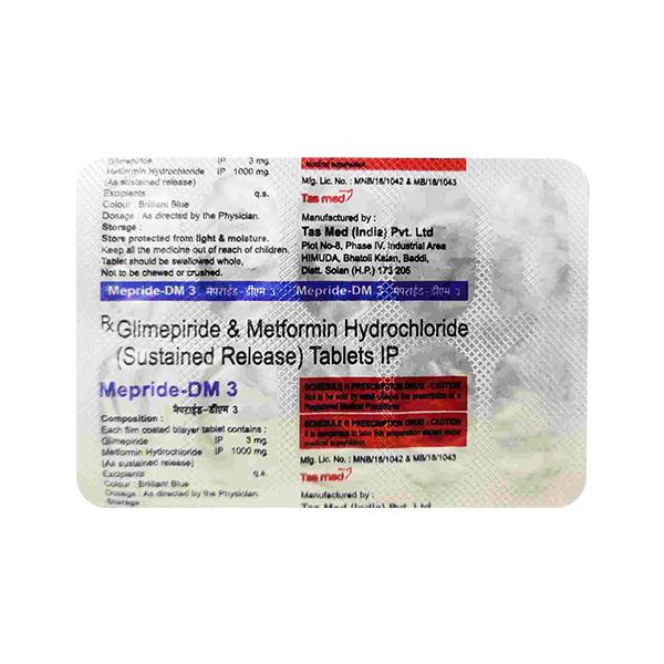 Buy MEPRIDE DM 3 Tablet 10's Online at Upto 25% OFF | Netmeds