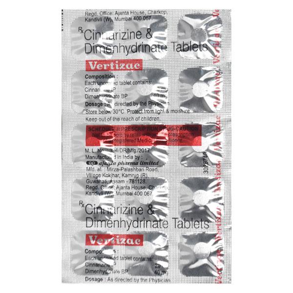 Buy Vertizac Tablet 15'S Online at Upto 25% OFF | Netmeds