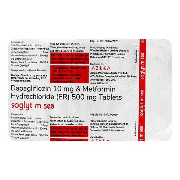 SOGLYT M 500 Tablet 10's Price, Uses, Side effects, Substitutes | Netmeds