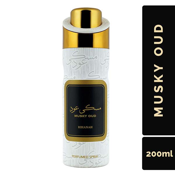Buy RIHANAH Musky Oud Deodorant For Men, Perfume Body Spray 200 ml ...