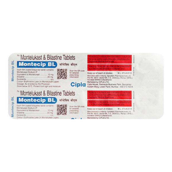 MONTECIP BL Tablet 10's Price, Uses, Side effects, Substitutes | Netmeds