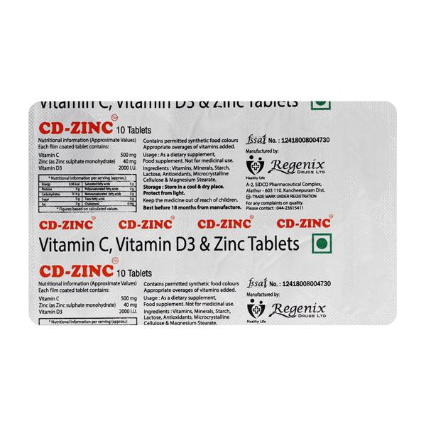 Buy CD ZINC Tablet 10's Online at Upto 25% OFF | Netmeds
