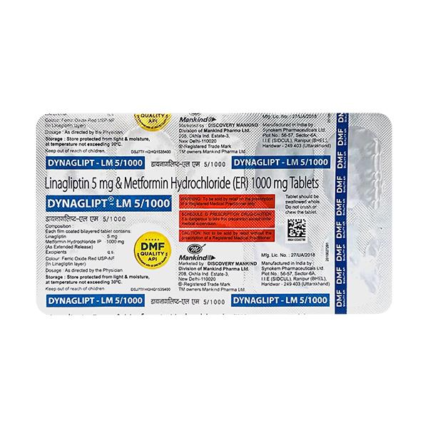 Buy DYNAGLIPT LM 5/1000 Tablet 10's Online | Netmeds