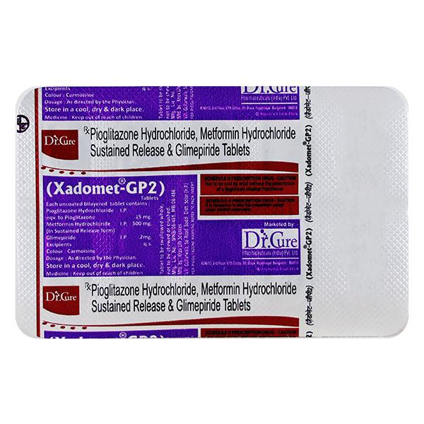 XADOMET GP 2 Tablet 10's Price, Uses, Side effects, Substitutes | Netmeds