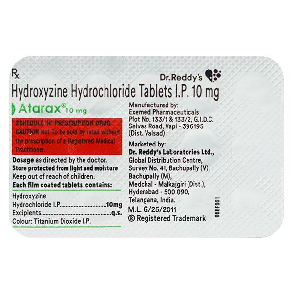 Atarax 10mg Tablet 15'S - Price, Uses, Side Effects | Netmeds