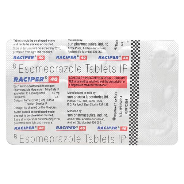 Raciper 40mg Tablet 15'S Price, Uses, Side effects, Substitutes | Netmeds