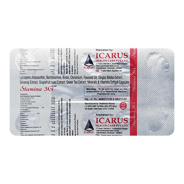 Stamina 3G Capsule 10'S Price, Uses, Side effects, Substitutes | Netmeds