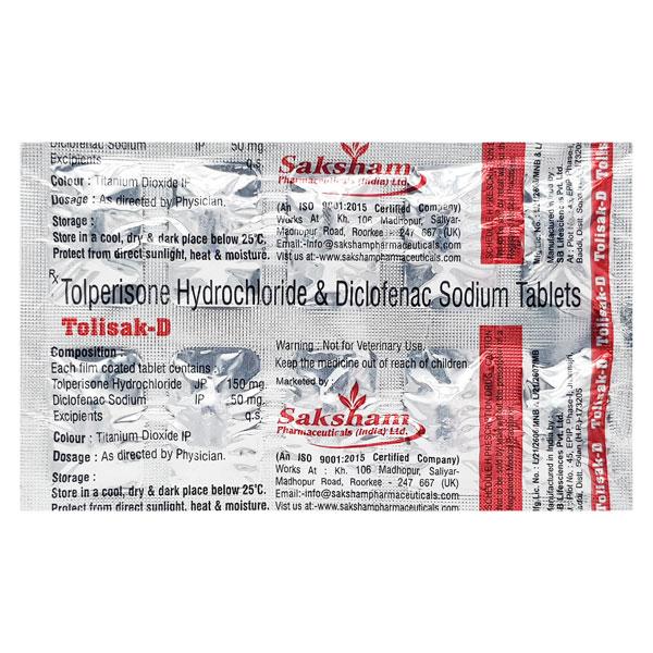 TOLISAK D Tablet 10's Price, Uses, Side effects, Substitutes | Netmeds