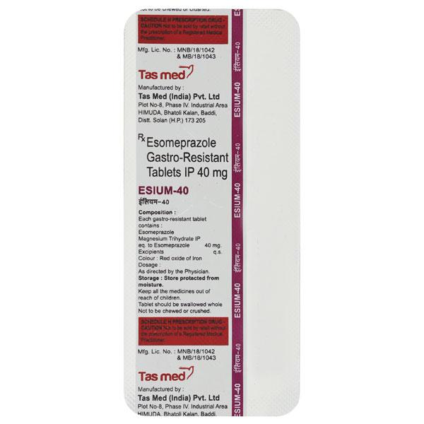ESIUM 40MG TABLET 10'S Price, Uses, Side effects, Substitutes | Netmeds