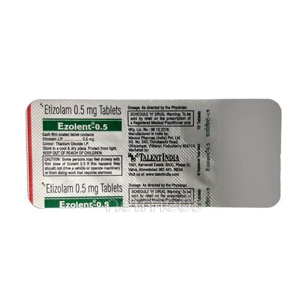 Ezolent 0.5mg Tablet 10'S - Price, Uses, Side Effects, and Substitutes ...