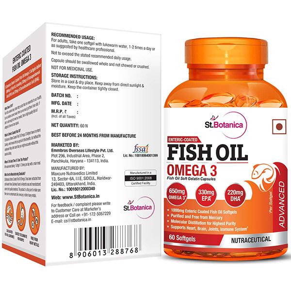 Buy St.Botanica Fish Oil Advanced Double Strength 650mg Omega 3 with ...