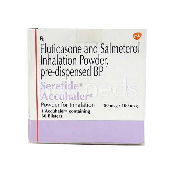 Seretide 50/100 Accuhaler 60 Blisters 1's Price, Uses, Side effects ...