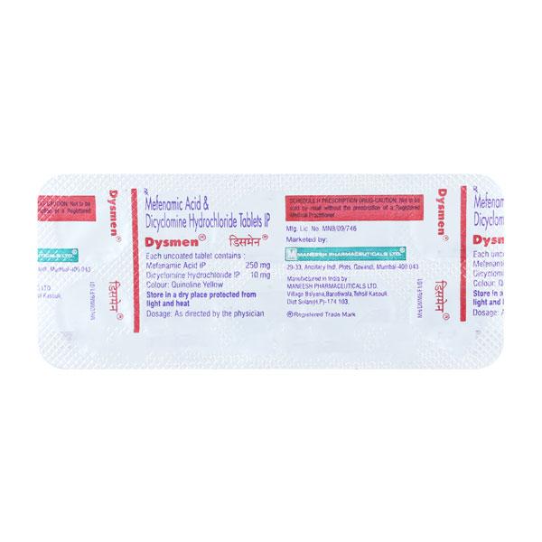 Dysmen Tablet 10'S Price, Uses, Side effects, Substitutes | Netmeds