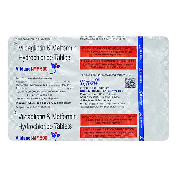 VILDANOL MF 500 Tablet 15's : Price, Uses, Side Effects | Netmeds