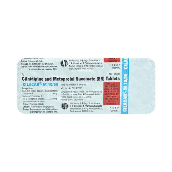 Buy Cilacar M 10/50mg Tablet 10'S Online | Uses, Composition & Side ...