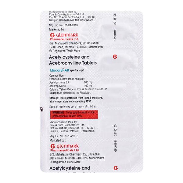 MUCARYL AB Tablet 10's Price, Uses, Side effects, Substitutes | Netmeds
