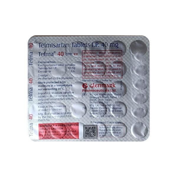 Telma 40 Tablet 30's Price, Uses, Side effects, Substitutes | Netmeds