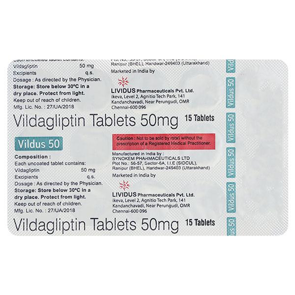 VILDUS 50mg Tablet 15's : Price, Uses, Side Effects | Netmeds