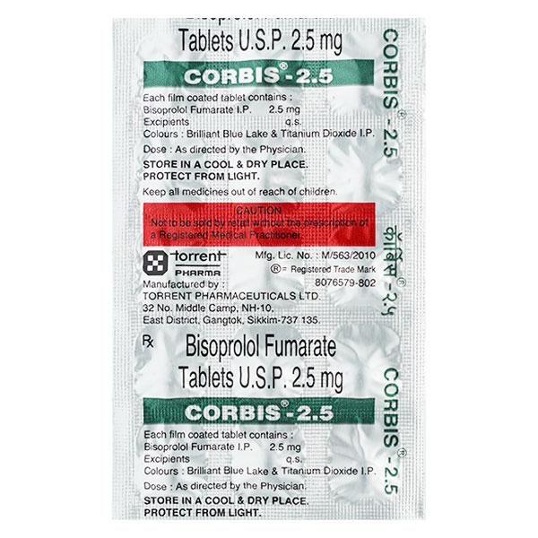 Corbis 2.5mg Tablet 15'S : Price, Uses, Side Effects | Netmeds
